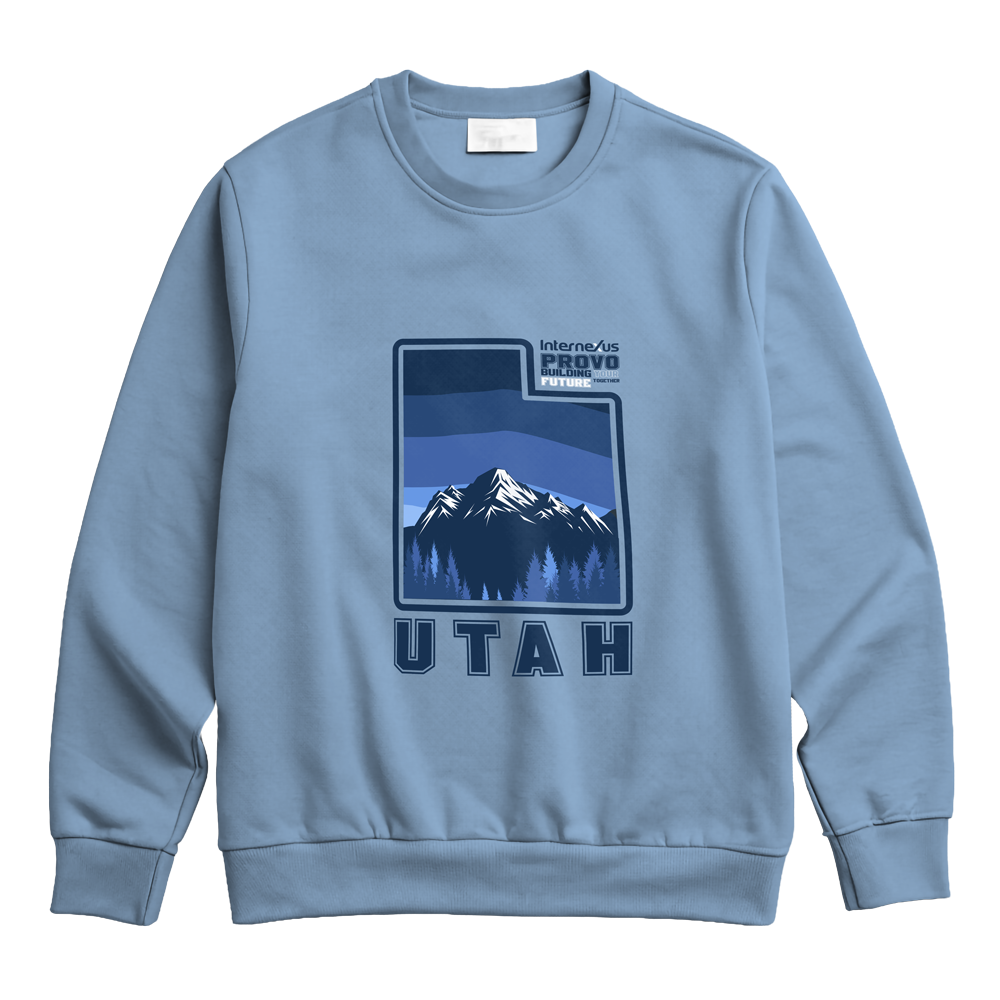 Utah Blue Sweatshirt – Mountain Design in Utah State Shape - Internexus ...
